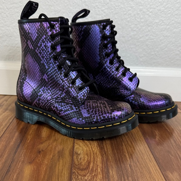 Dr. Martens | Shoes | Dr Martens Purple Snake Print Embossed Leather ...
